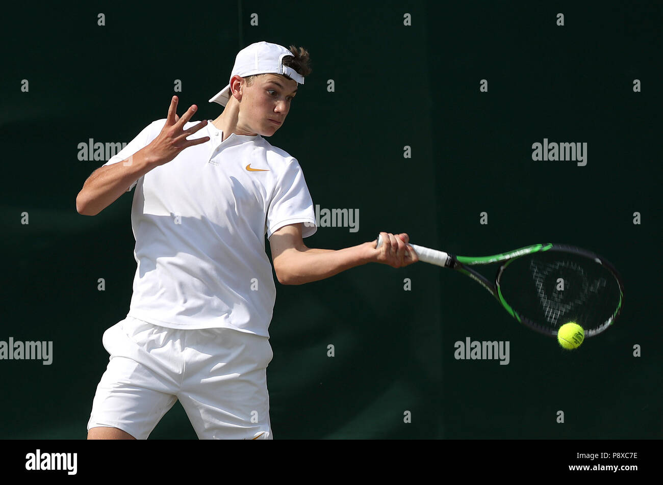 Jack Draper in action on day eleven of the Wimbledon Championships at ...