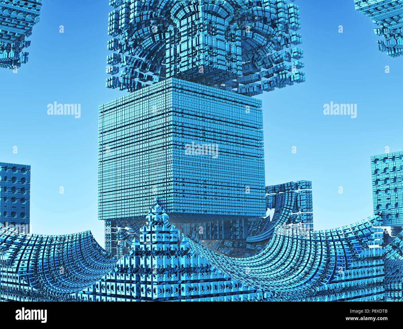 Fantastic city, 3D rendering, fractal abstract design Stock Photo - Alamy