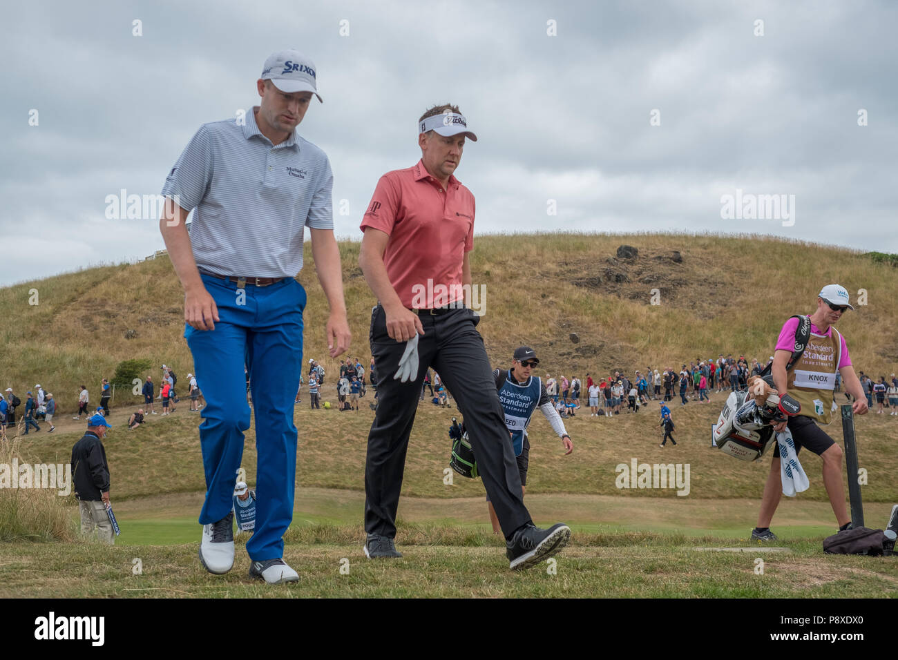 Russell Knox and Ian Poulter walk to the 2nd tee during day two of the ...