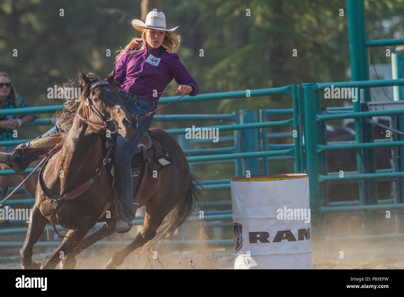 Ladies Barrel Racing excitng and fast moving horses. Tight turns, full ...