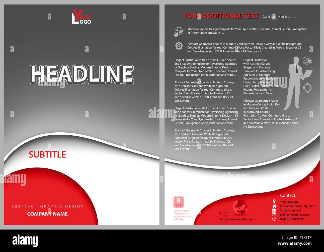 Leaflet Template with Gray Wavy Background Stock Vector Image & Art - Alamy