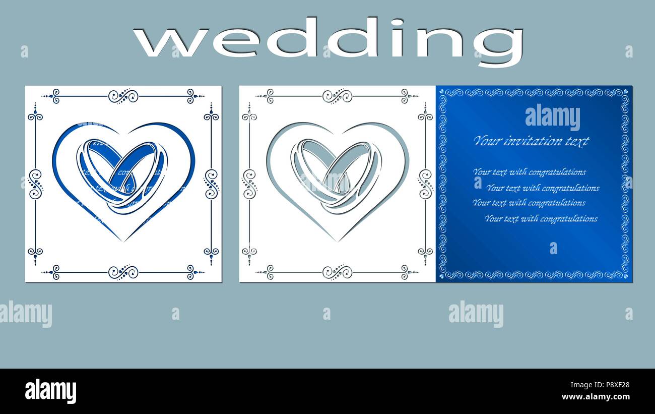 Inscription - wedding. Rings, vector, illustration, laser cut. Ring ...