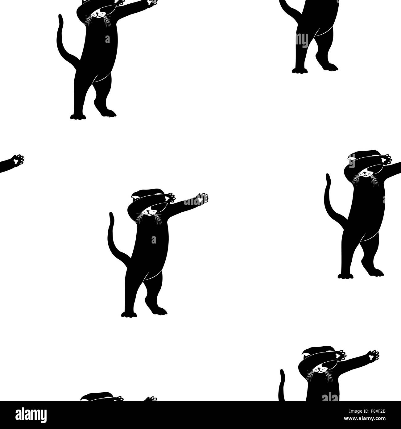 cat dance. vector illustration. seamless background Stock Vector Image ...