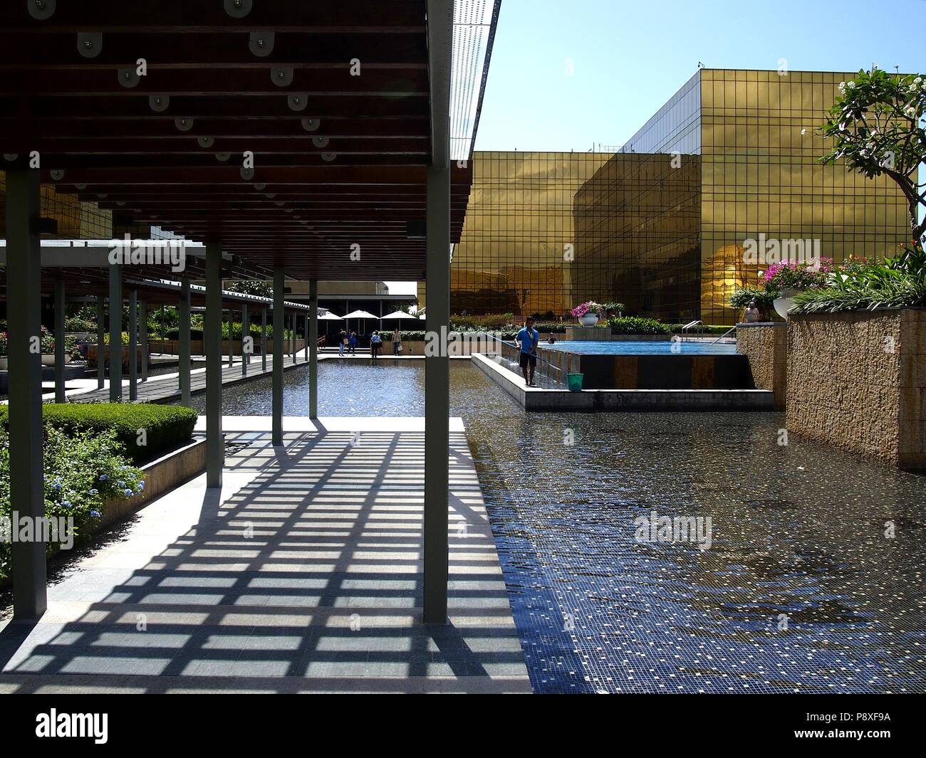 PARANAQUE, METRO MANILA, PHILIPPINES - JANUARY 17, 2017: Outdoor garden ...