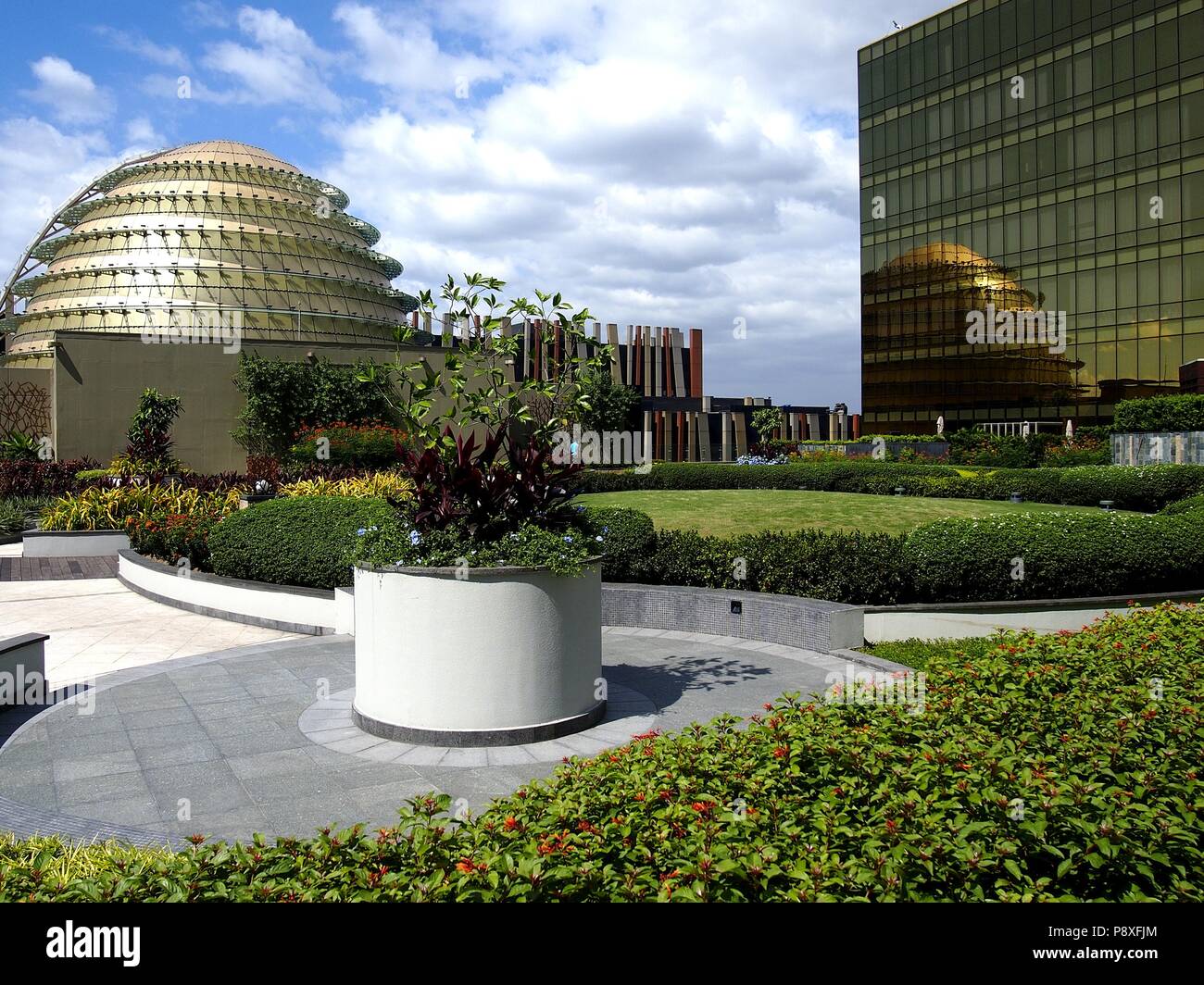 PARANAQUE, METRO MANILA, PHILIPPINES - JANUARY 17, 2017: Outdoor garden ...