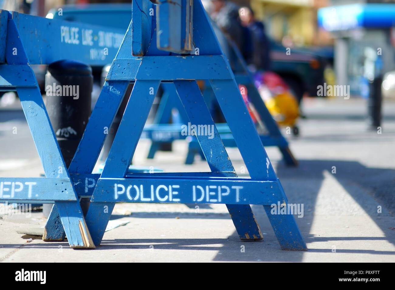 Wooden police barricade hi-res stock photography and images - Alamy