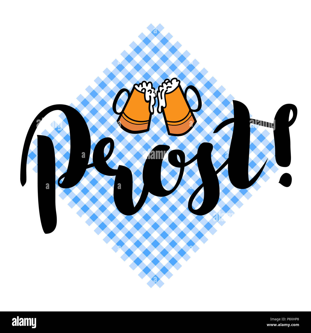 Traditional German Oktoberfest bier festival with text Prost Cheers and ...