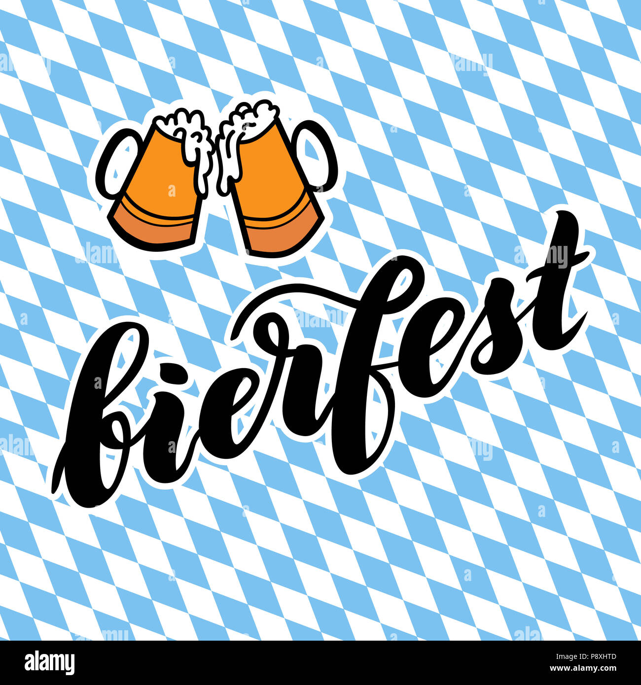 Traditional German Oktoberfest bier festival with text bierfest. hand ...