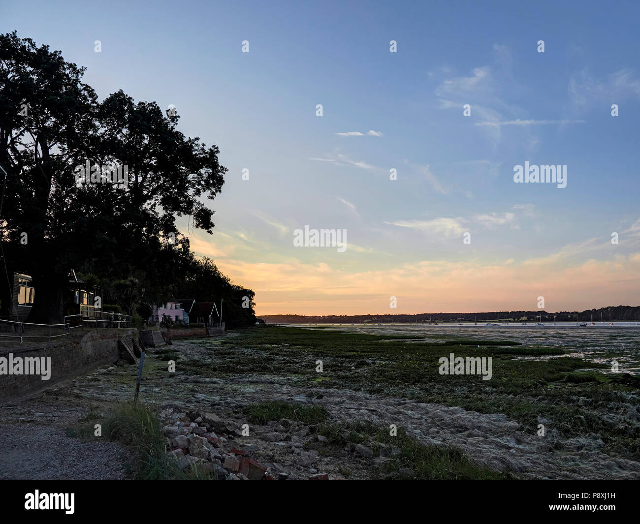 Pin Mill Chelmondiston Suffolk evening on the river Orwell with the ...