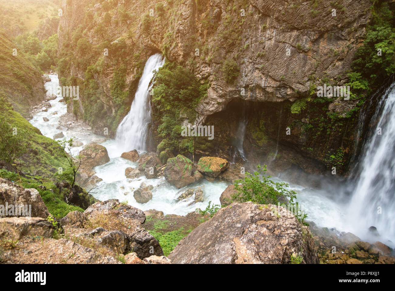 Cascade of powerful waterfalls in mountains, Turkey Stock Photo - Alamy
