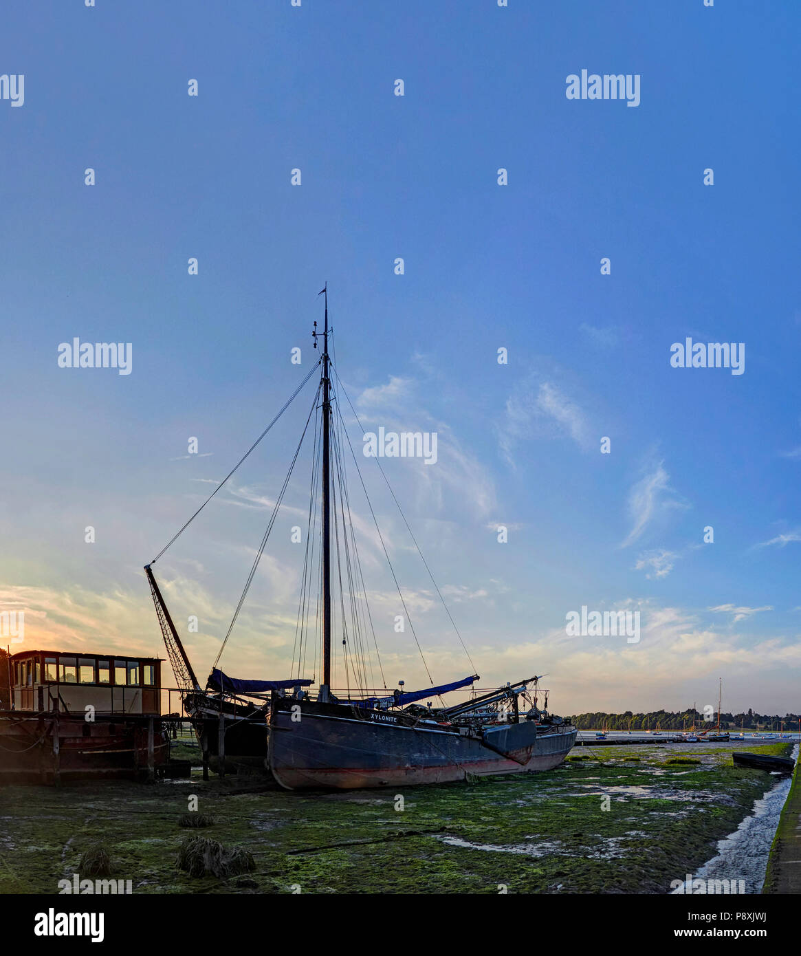 Pin Mill Chelmondiston Suffolk evening on the river Orwell with the ...