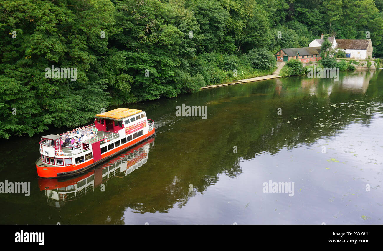 Durham City England Riverside Cruiser sailing on the River Wear past ...