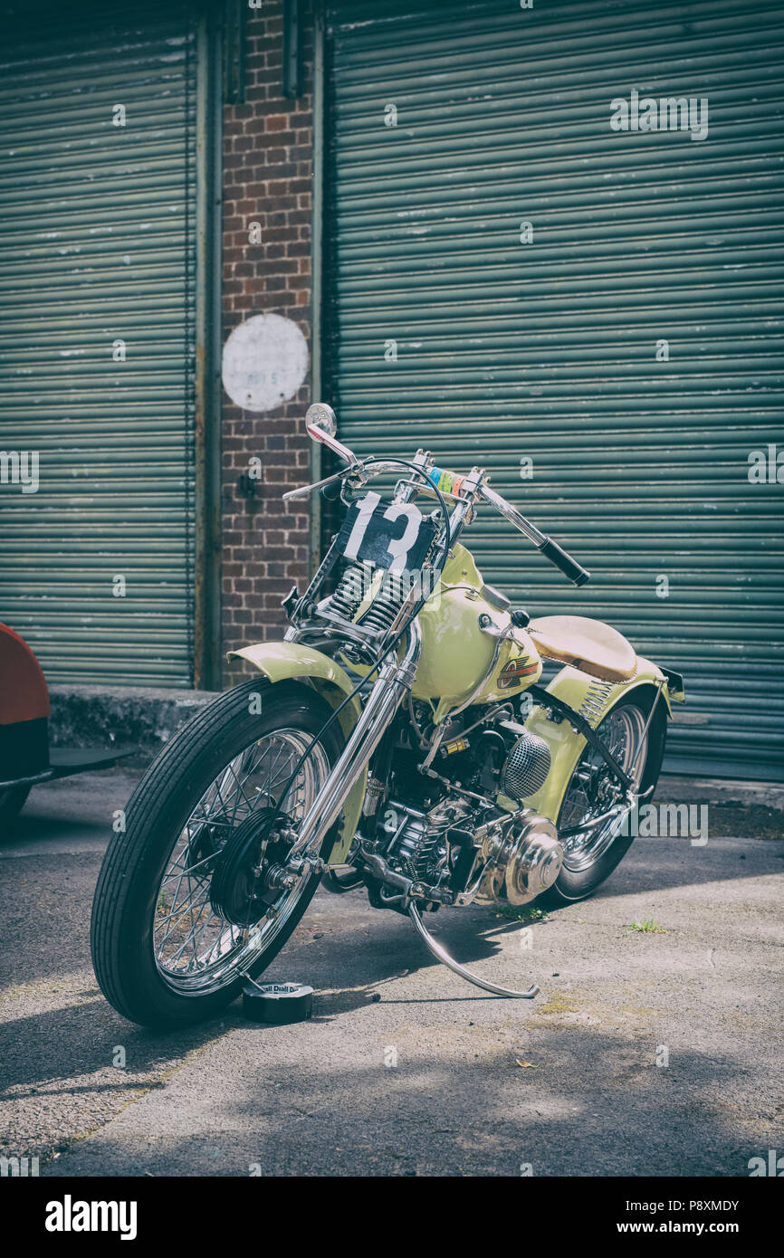 Custom 1942 Harley Davidson WLC Flathead Motorcycle at the flywheel ...