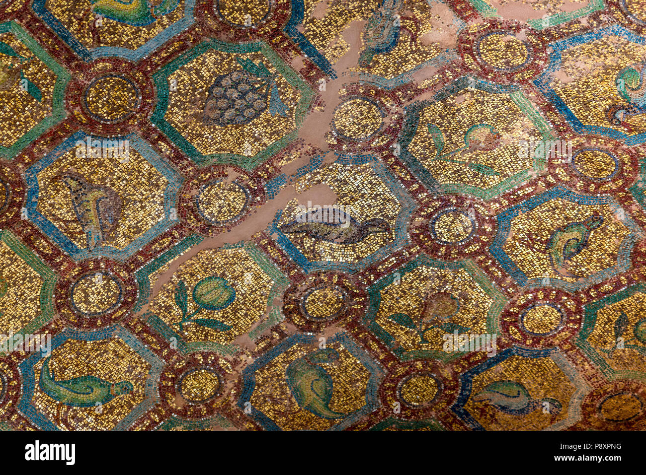 Detail of a 4th cen. Byzantine, mosaic panel, on the ceiling of the ...