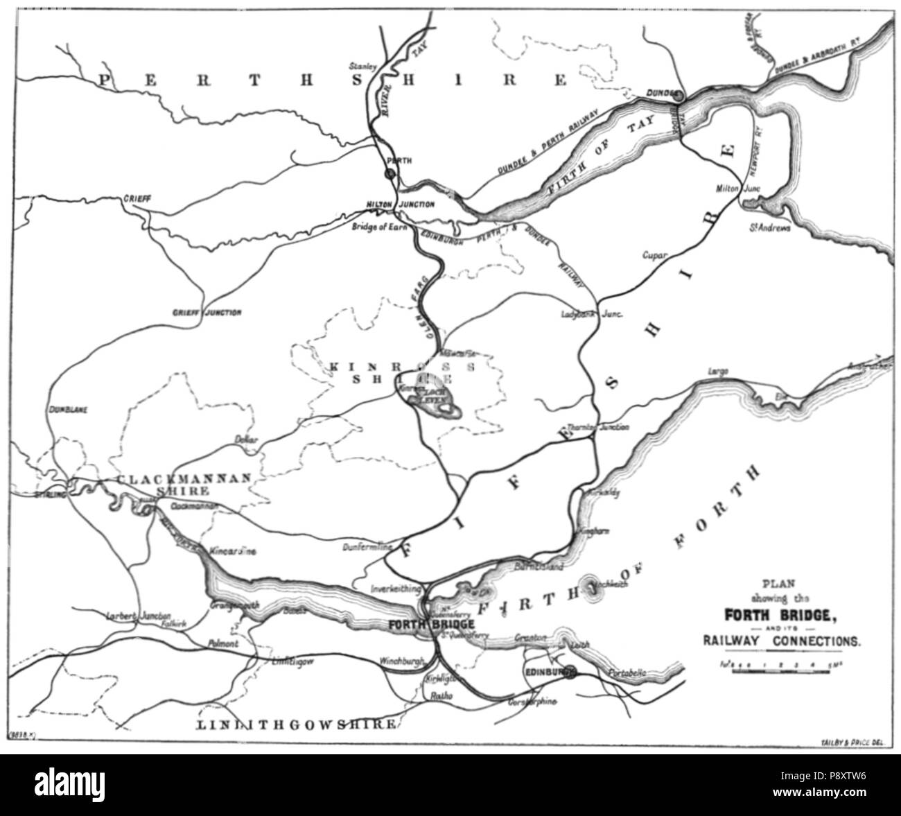 289 Forth Bridge (1890) Map of surroundings of Forth and Tay Bridges ...