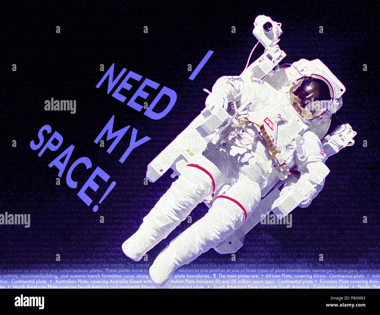 I Need My Space, poster, funny poster Stock Photo - Alamy
