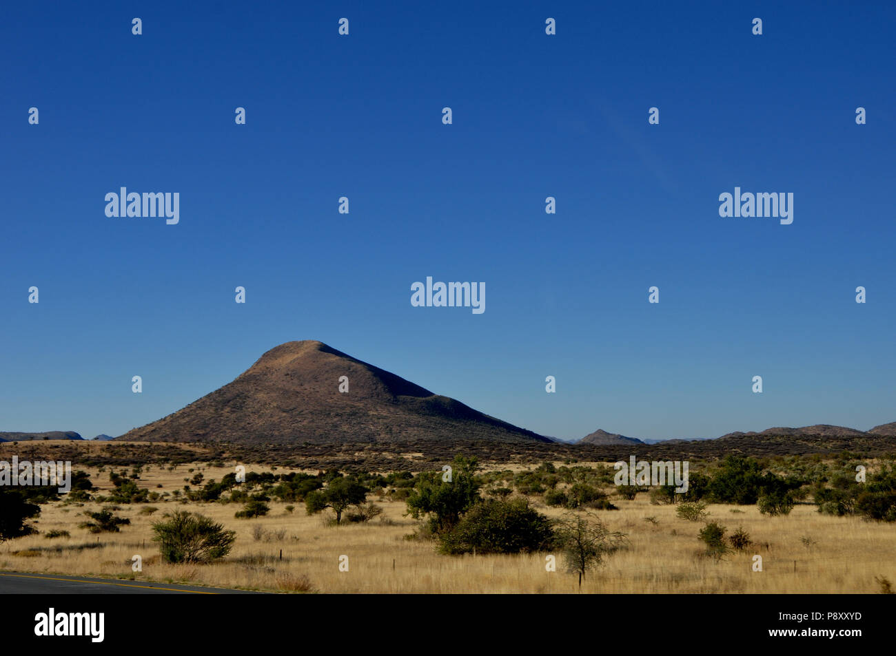Namibia: Landscape with hills in the Kalahari-semi desert in the Nord ...