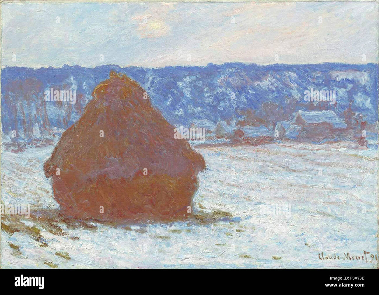 . 82 Claude Monet - Stack of Wheat (Snow Effect, Overcast Day Stock ...