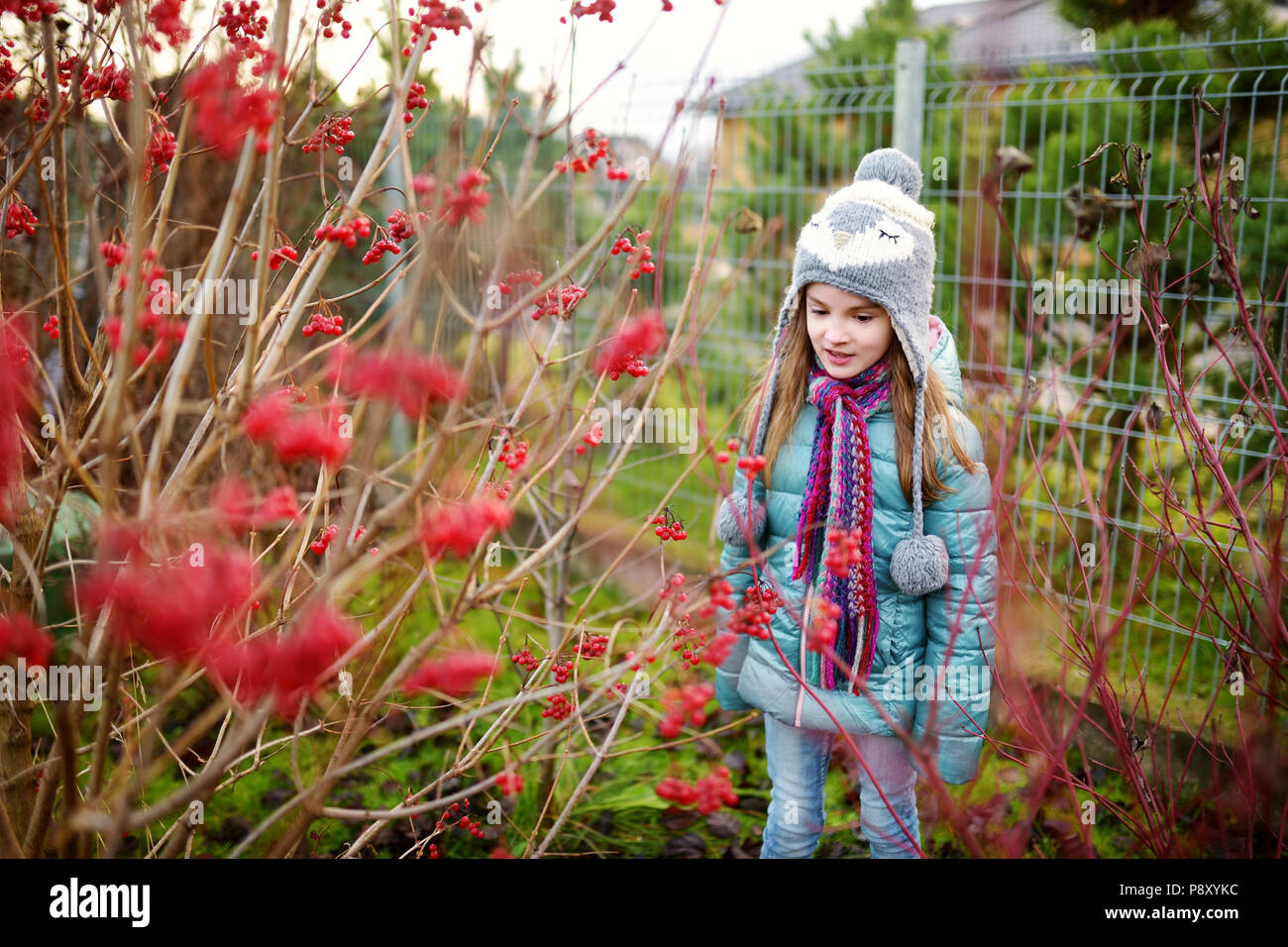 Portrait of a cute little girl on beautiful golden autumn day Stock ...