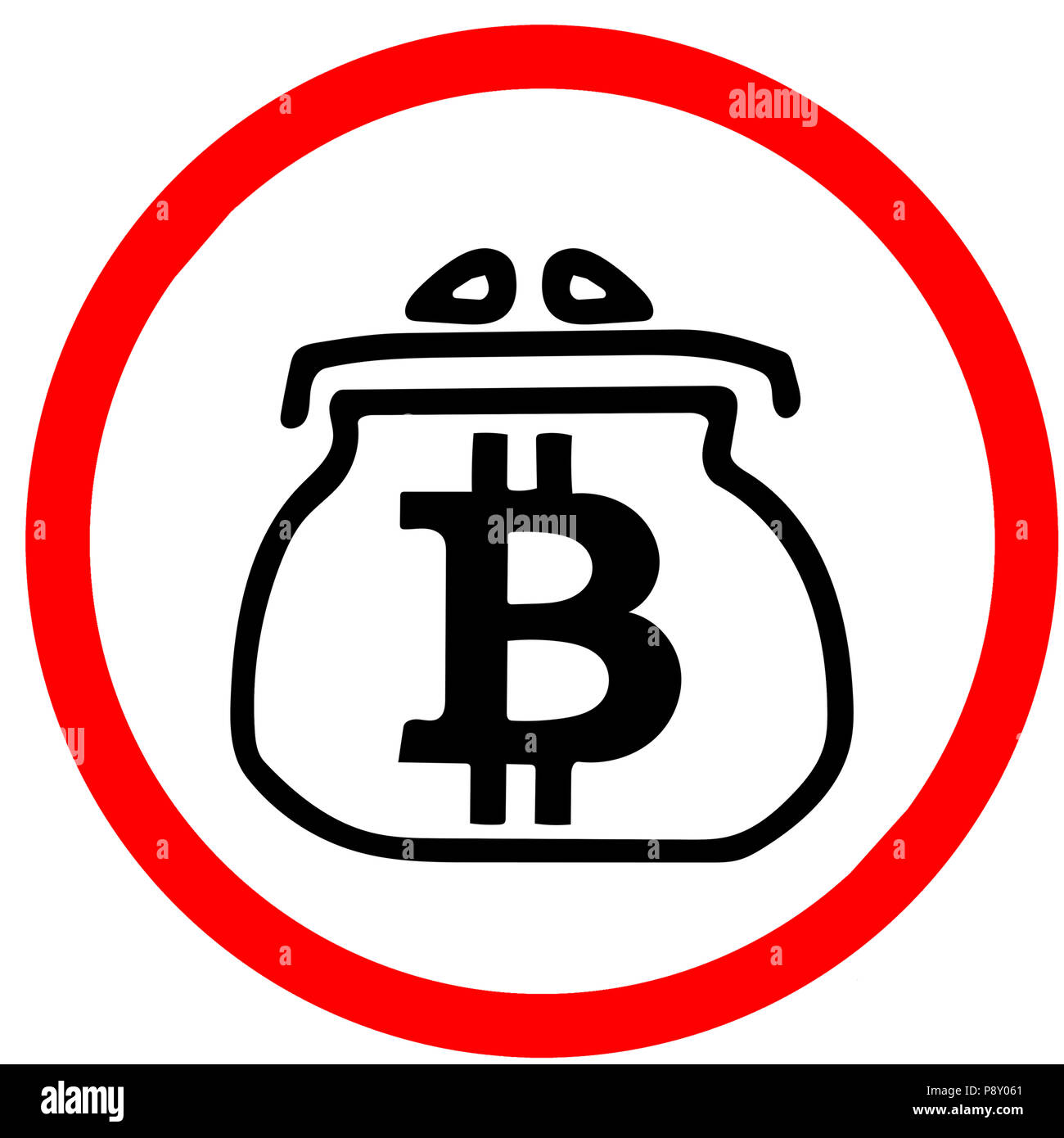 Bitcoin wallet allowed warning cash bitcoin symbol circular red road ...