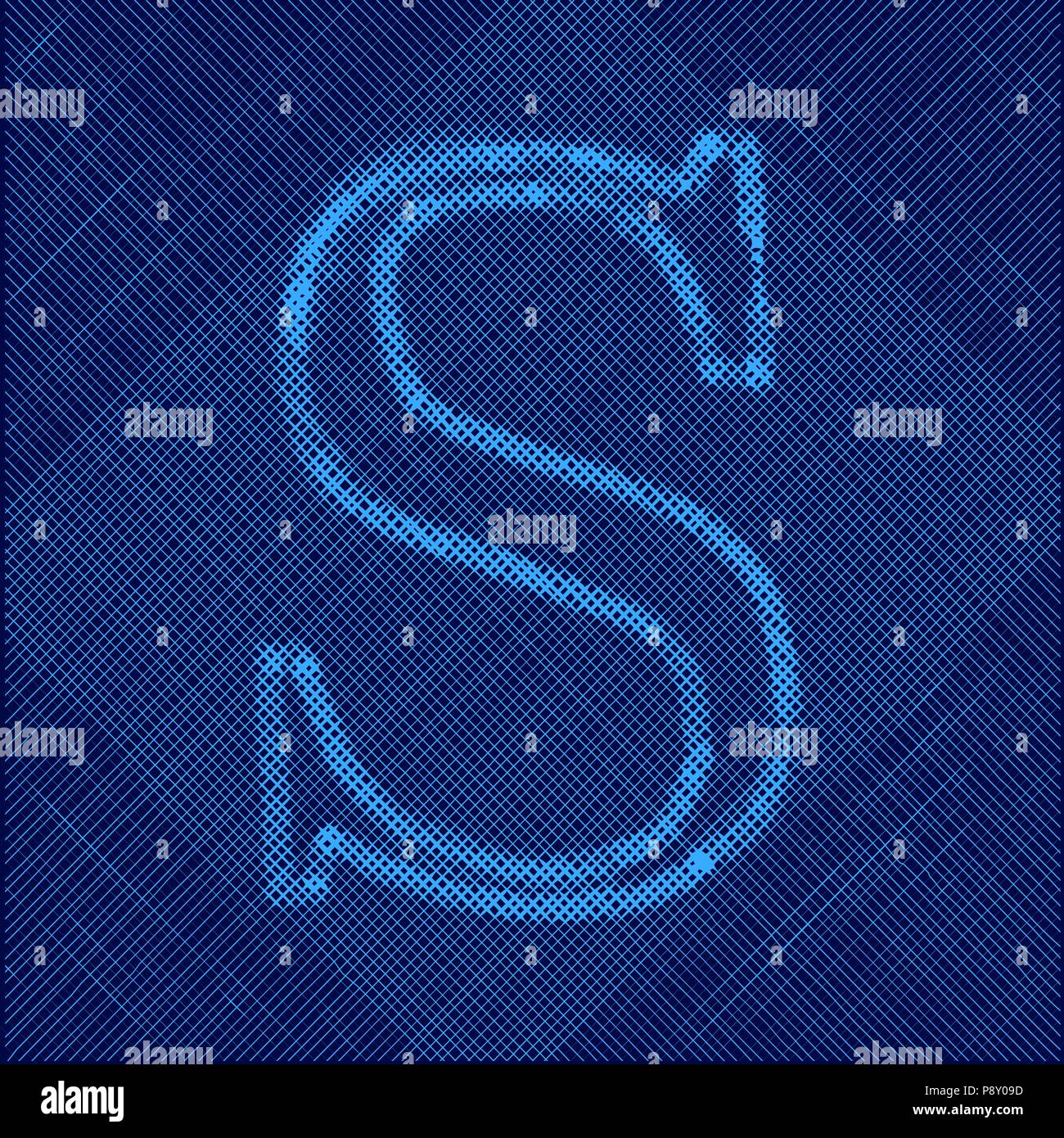 Character made by denim, vector, letter S, blue, threads, fabric Stock ...