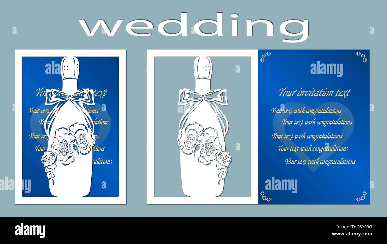 Inscription - wedding. champagne, bottle, flowers, vector, illustration ...