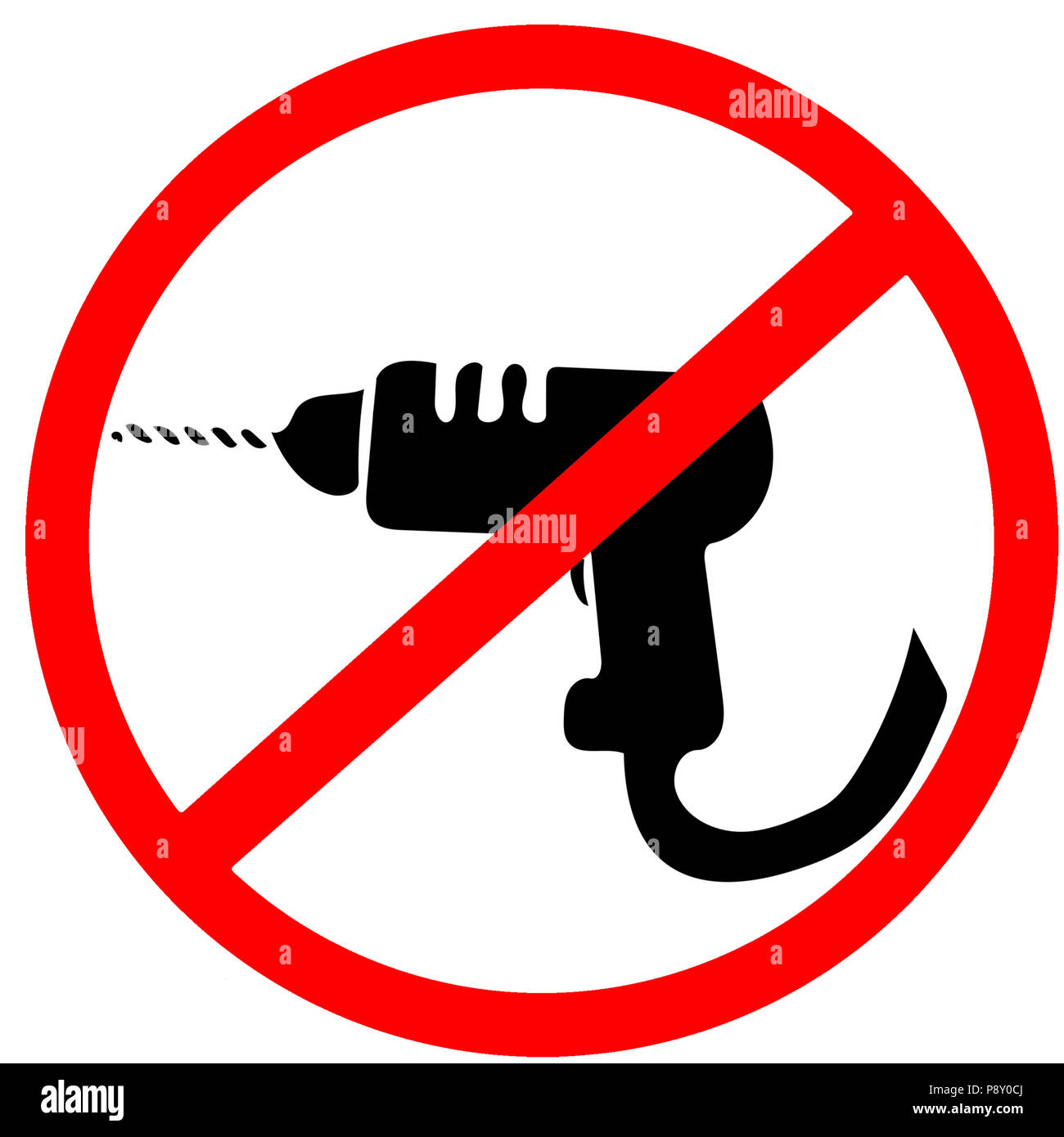 construction not allowed, drill sign, modification road sign red ...