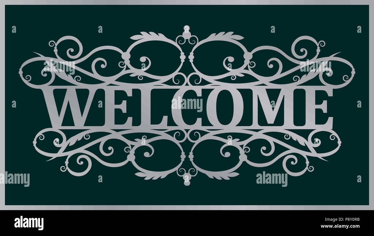 Welcome lace plate. Template laser cutting machine for wood, metal and ...