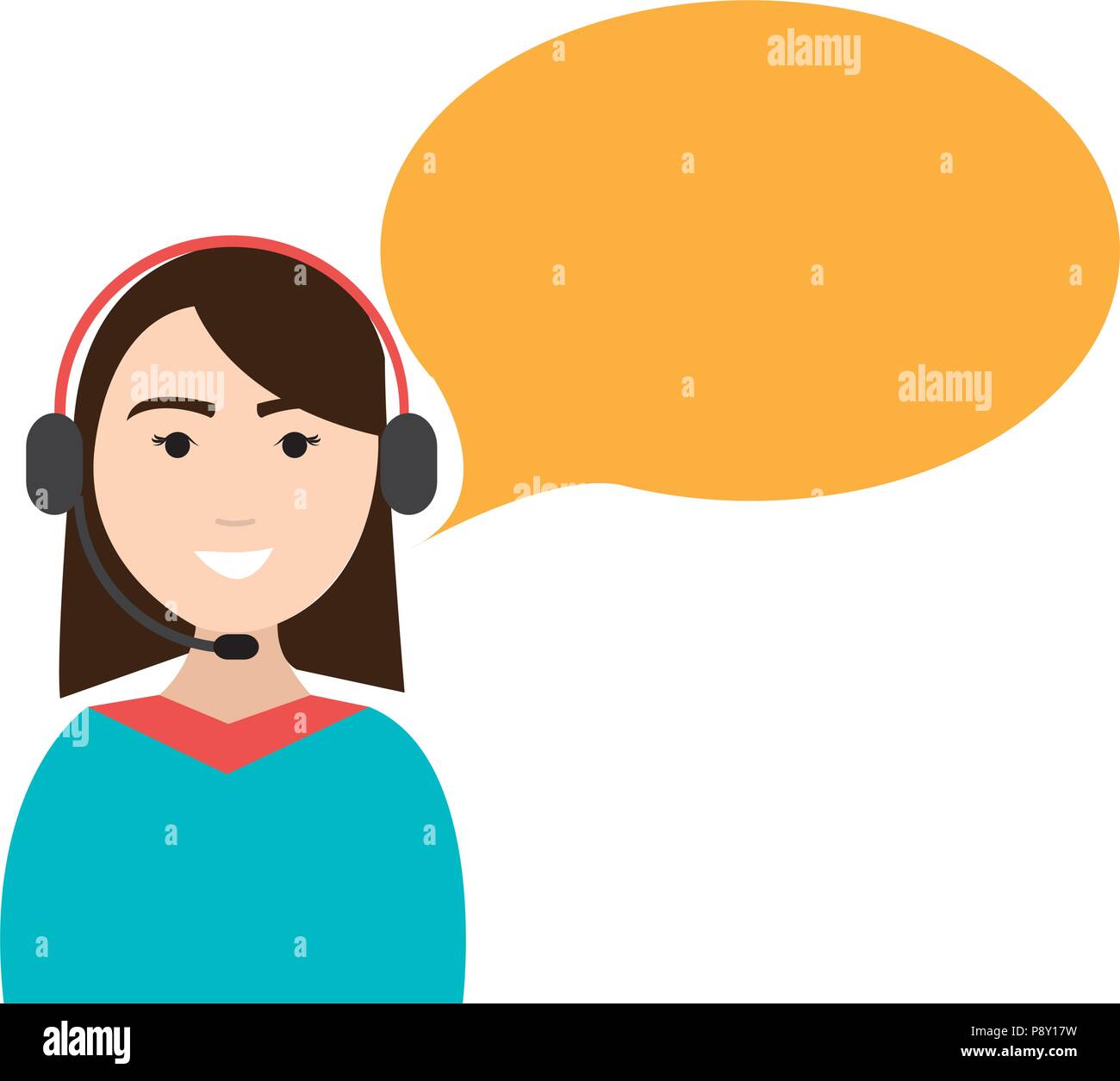 call center agent with headset and speech bubble vector illustration ...