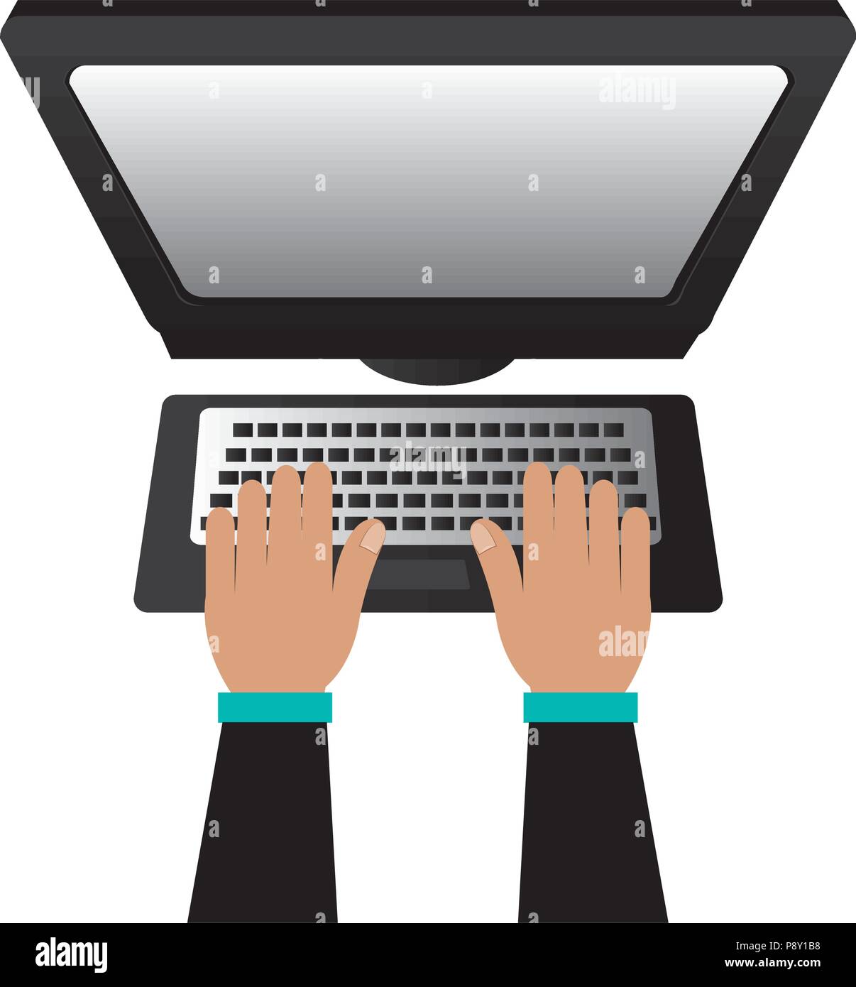 hands typing in keyboard desktop vector illustration design Stock ...