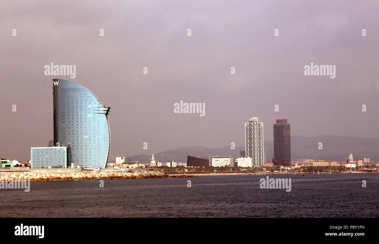 Barcelona Waterfront skyline Spain Stock Photo - Alamy