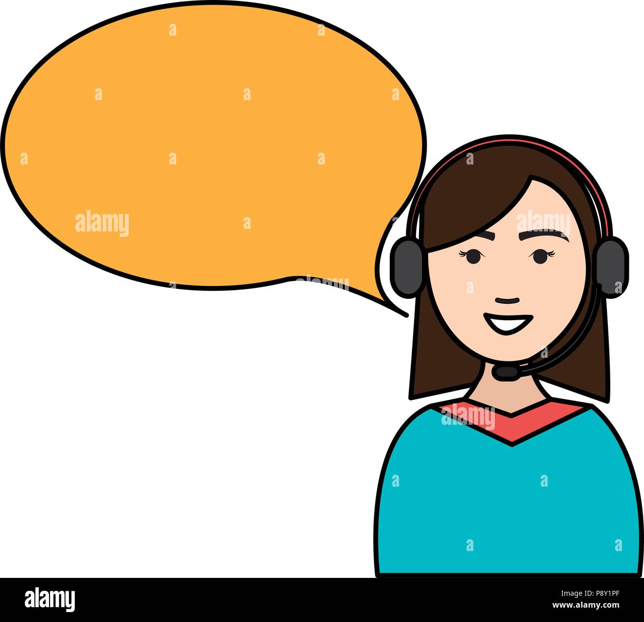 call center agent with headset and speech bubble vector illustration ...