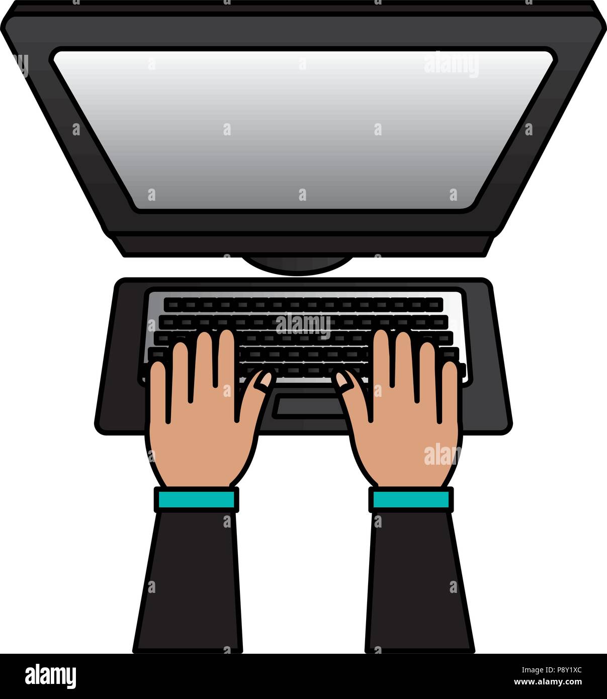 hands typing in keyboard desktop vector illustration design Stock ...