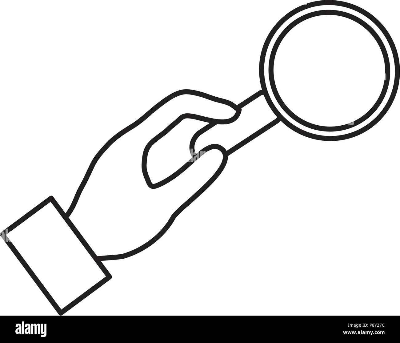 hand human with magnifying glass isolated icon vector illustration ...