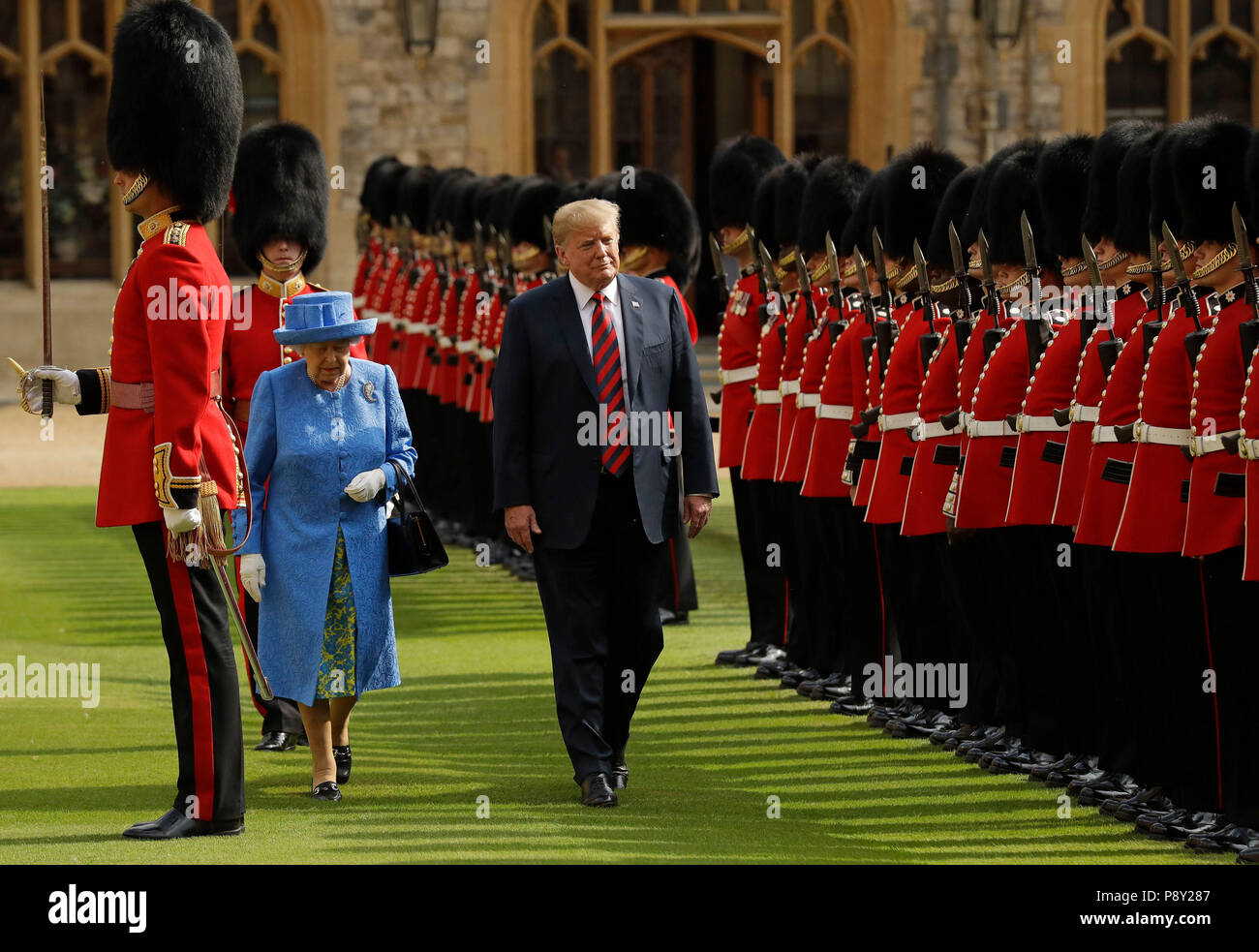 US President Donald Trump and Queen Elizabeth II inspect a Guard of ...