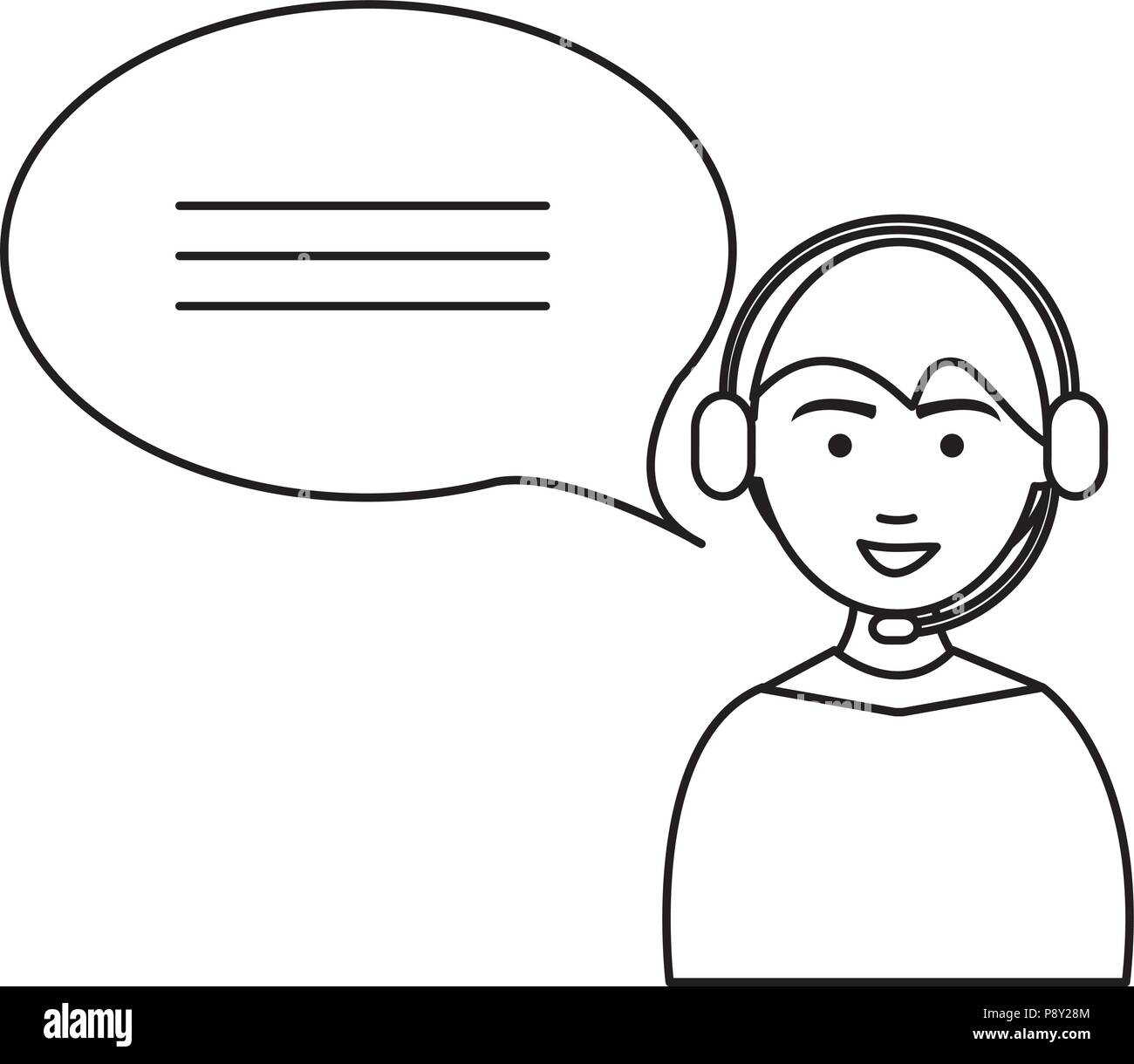 call center agent with headset and speech bubble vector illustration ...