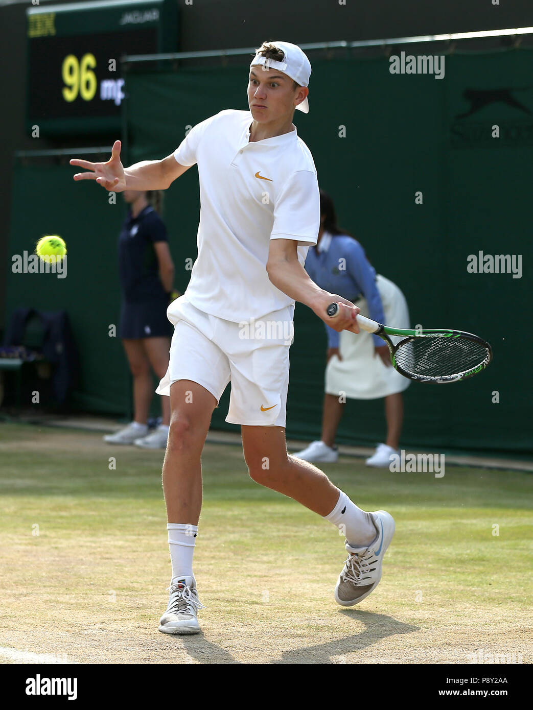 Jack Draper in action on day eleven of the Wimbledon Championships at ...