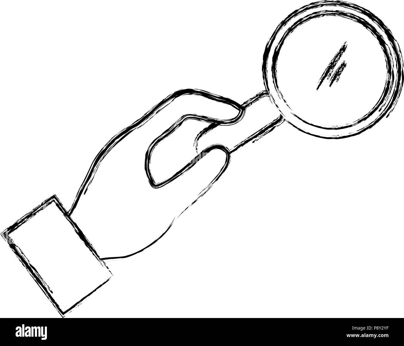 hand human with magnifying glass isolated icon vector illustration ...