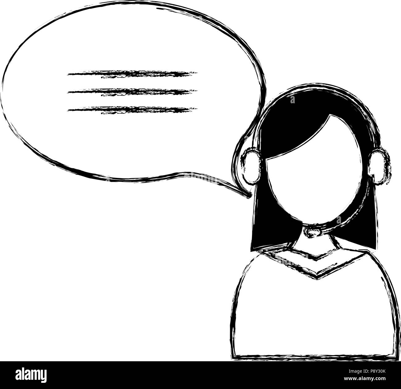 call center agent with headset and speech bubble vector illustration ...