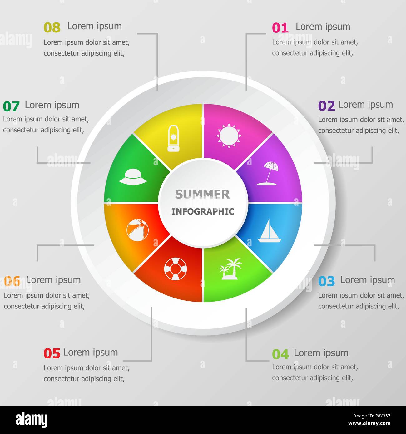Infographic design template with summer icons, stock vector Stock ...
