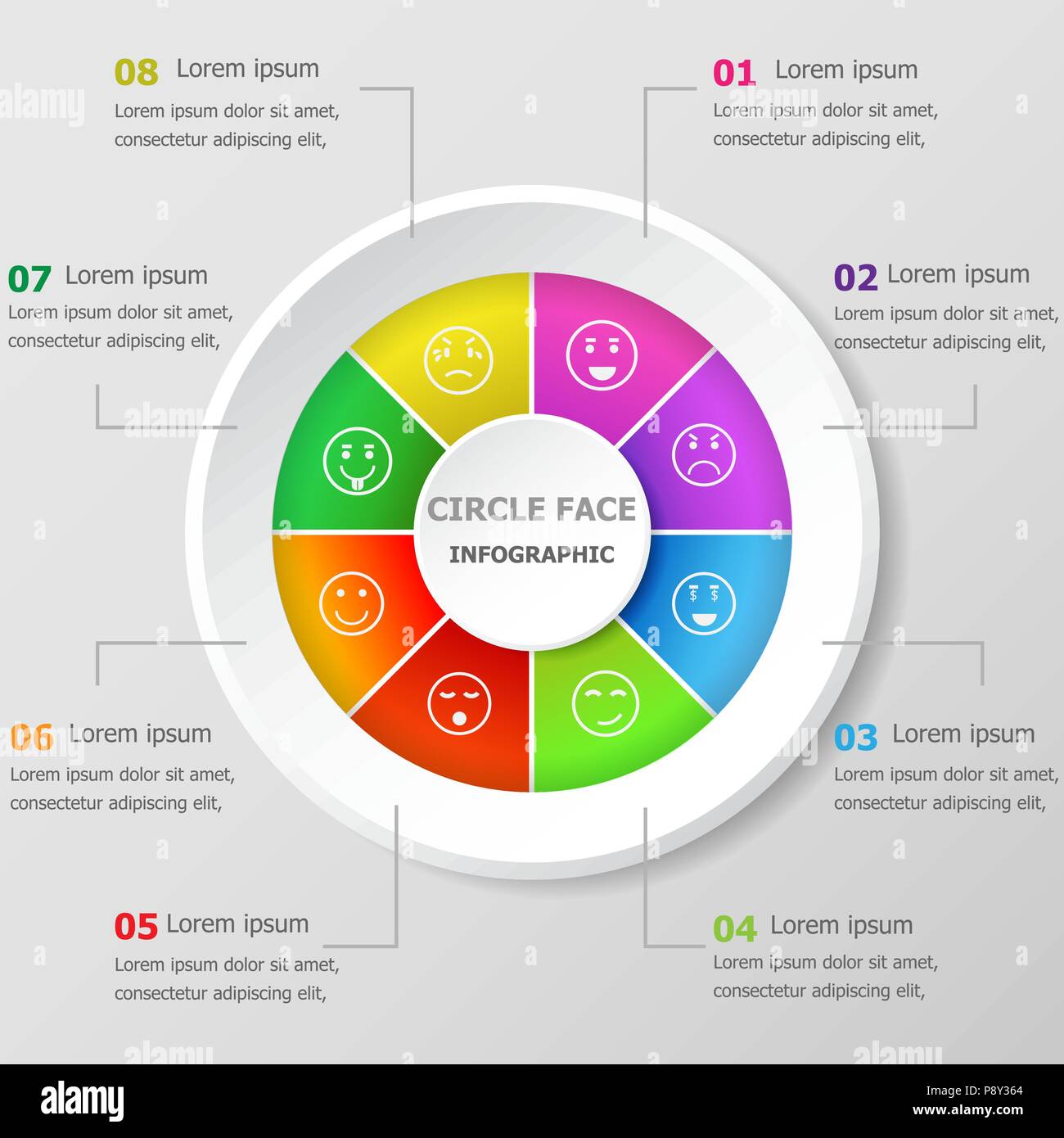 Infographic design template with circle face icons, stock vector Stock ...
