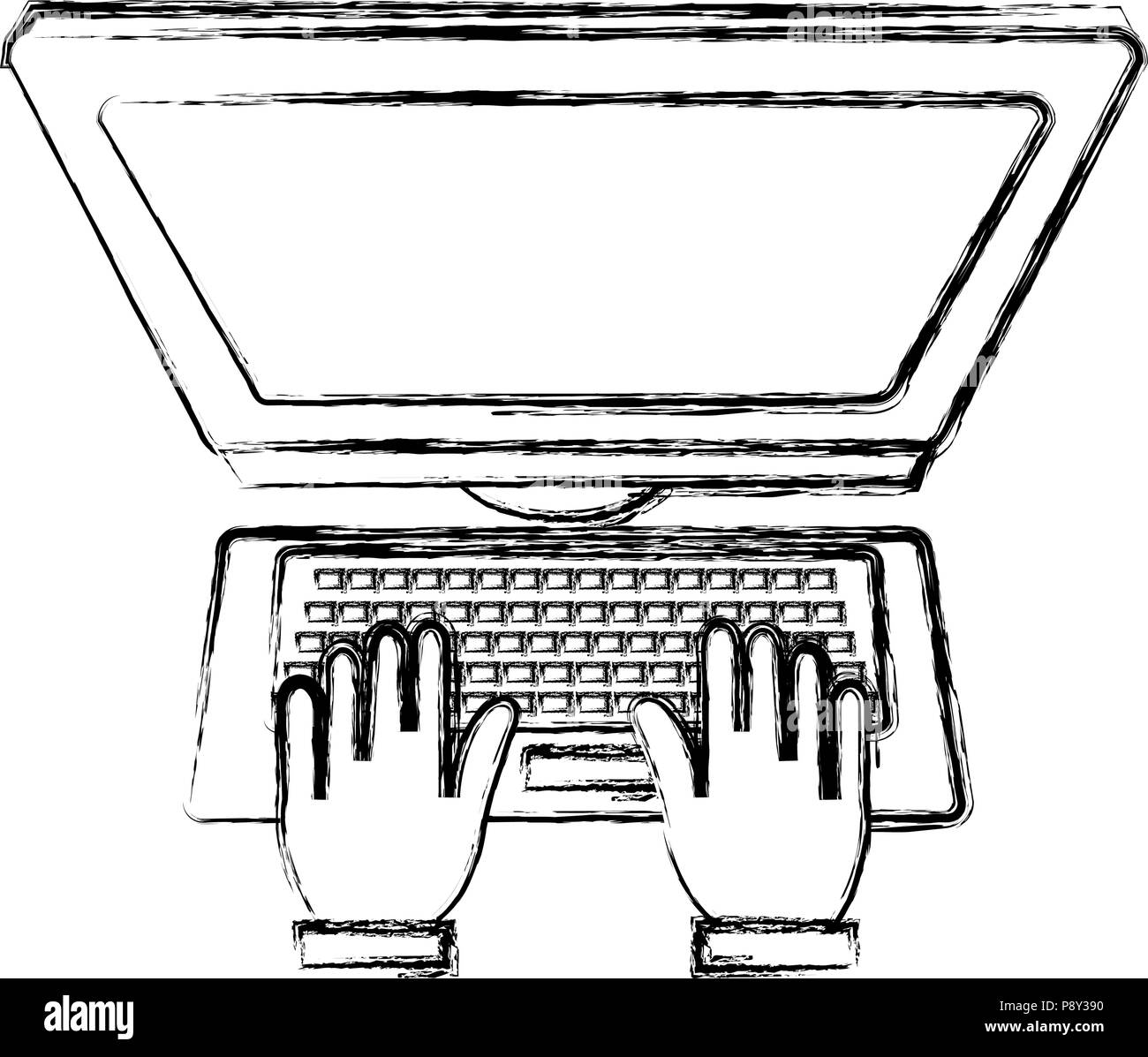 Cartoon hands keyboard Black and White Stock Photos & Images - Alamy