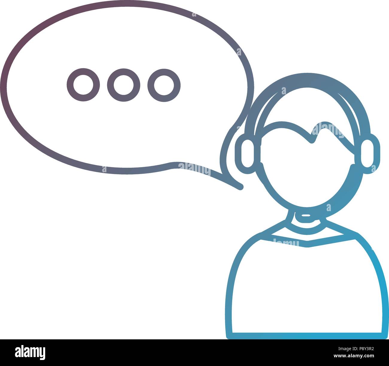 call center agent with headset and speech bubble vector illustration ...