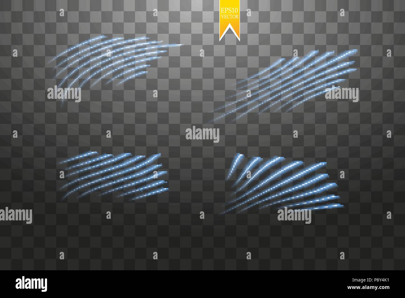 Speed glow blue lines isolated. Set of motion signs. Vector ...