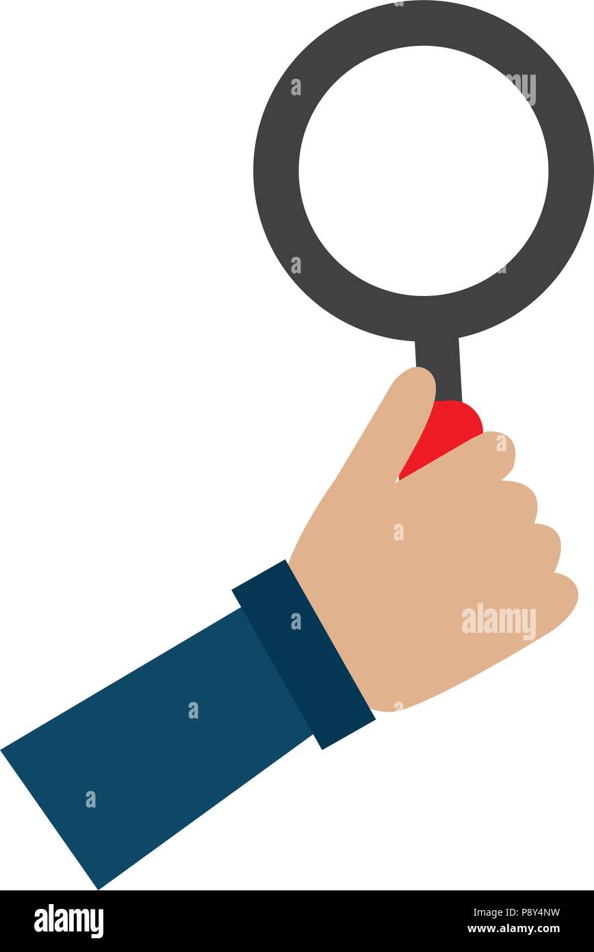 hand human with magnifying glass isolated icon vector illustration ...