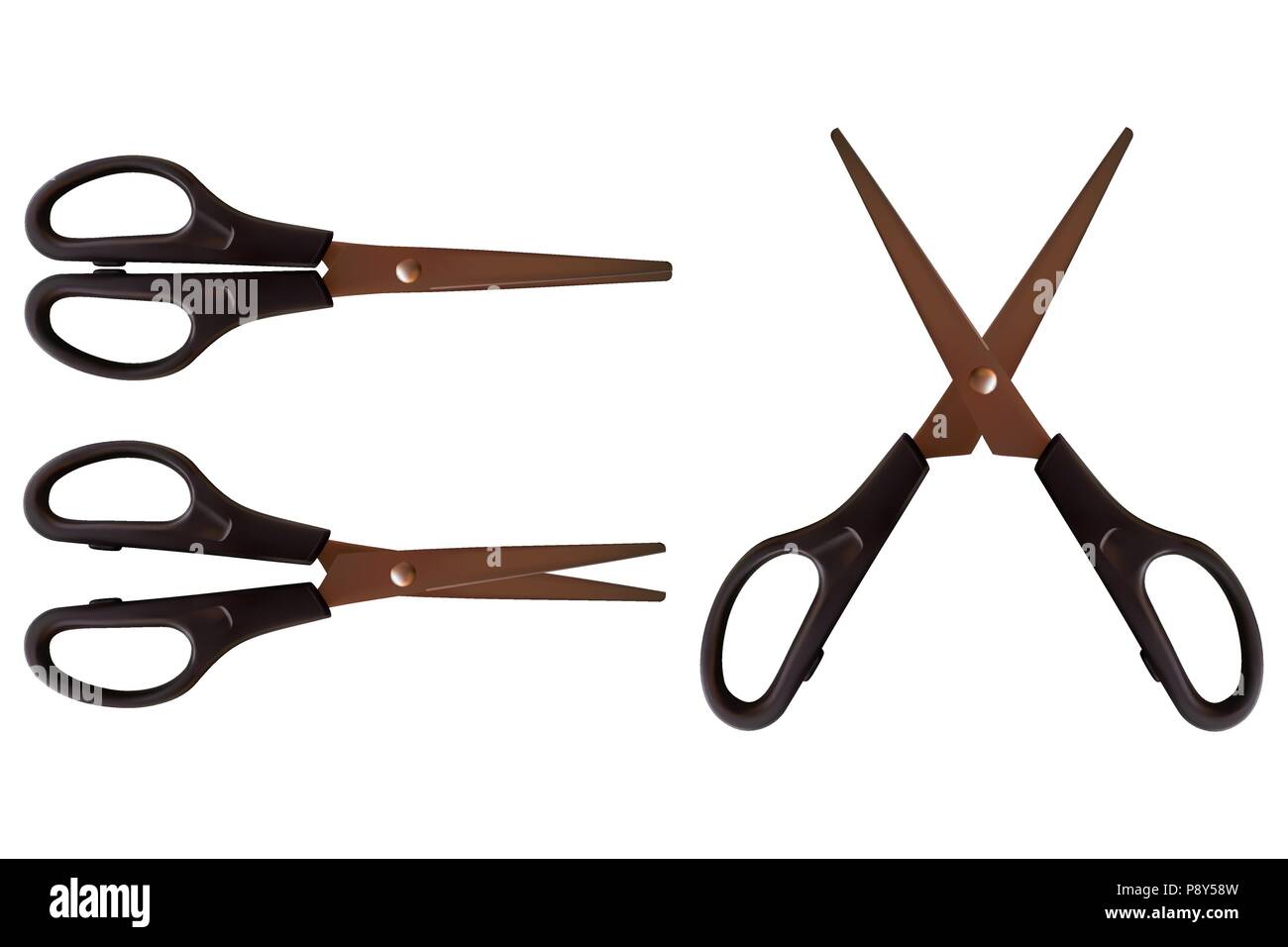 Set of 3 scissors. Realistic vector illustration Stock Vector Image ...