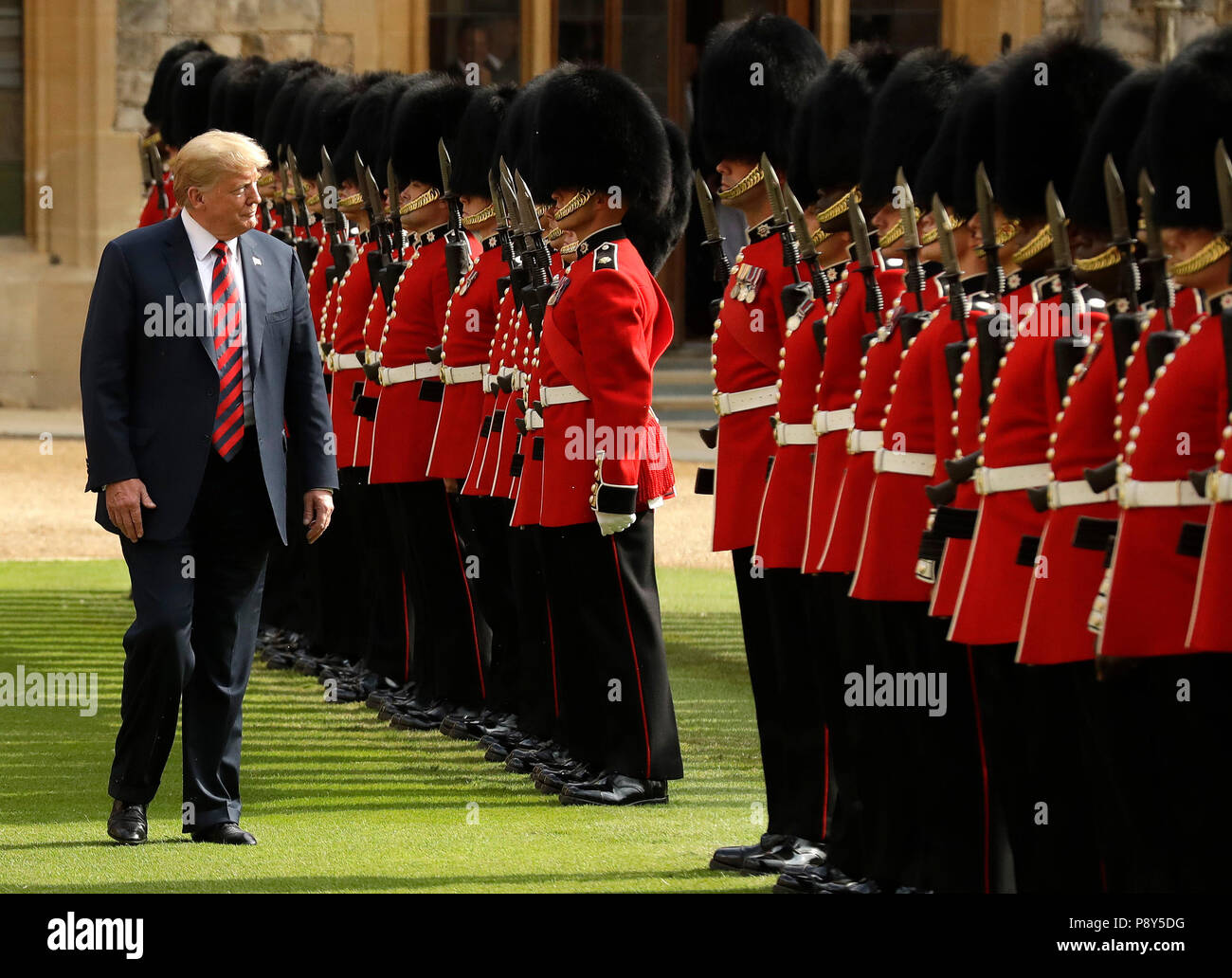 US President Donald Trump inspects a Guard of Honour, formed of the ...