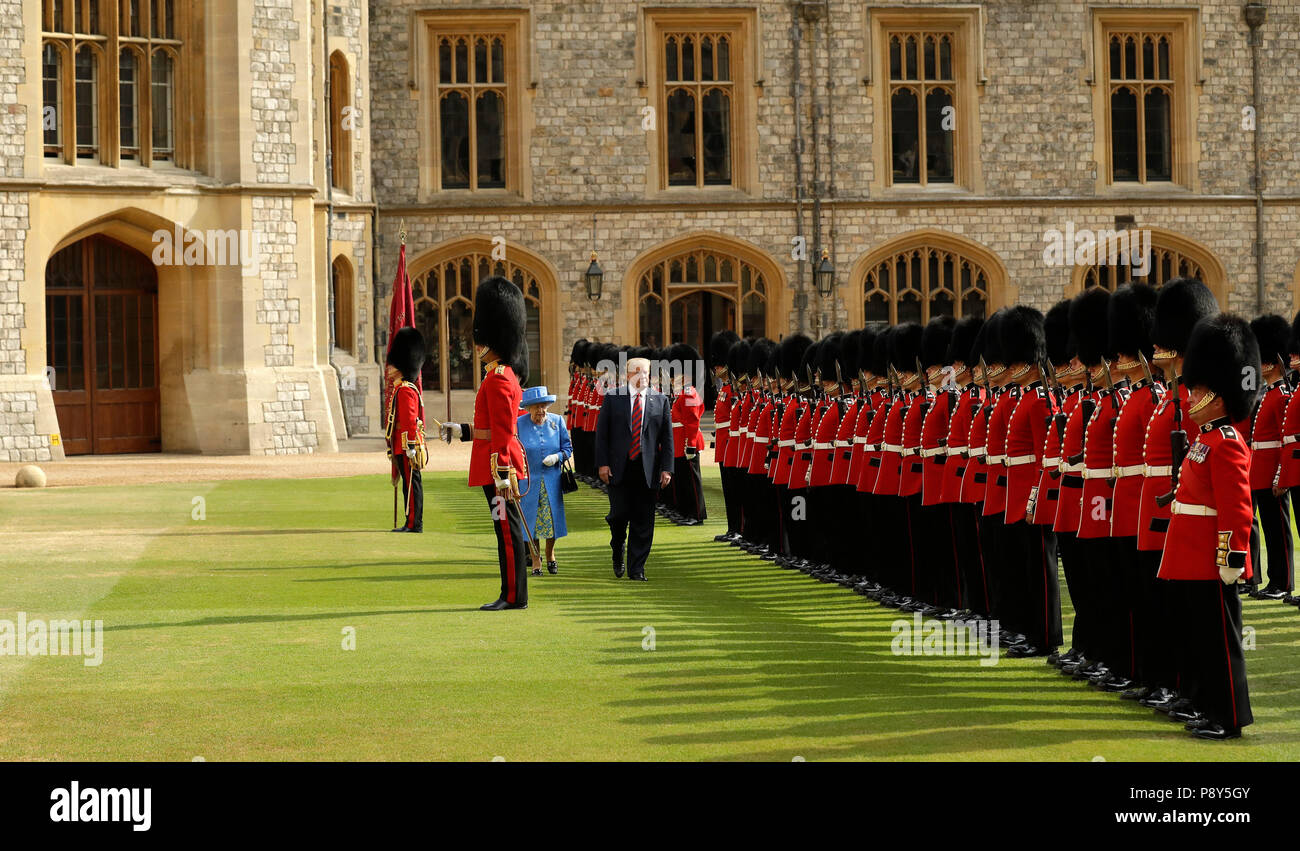 US President Donald Trump and Queen Elizabeth II inspect a Guard of ...