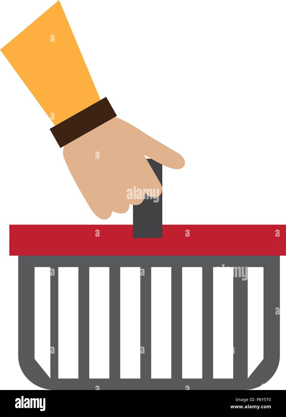 hand lifting shopping basket vector illustration design Stock Vector ...