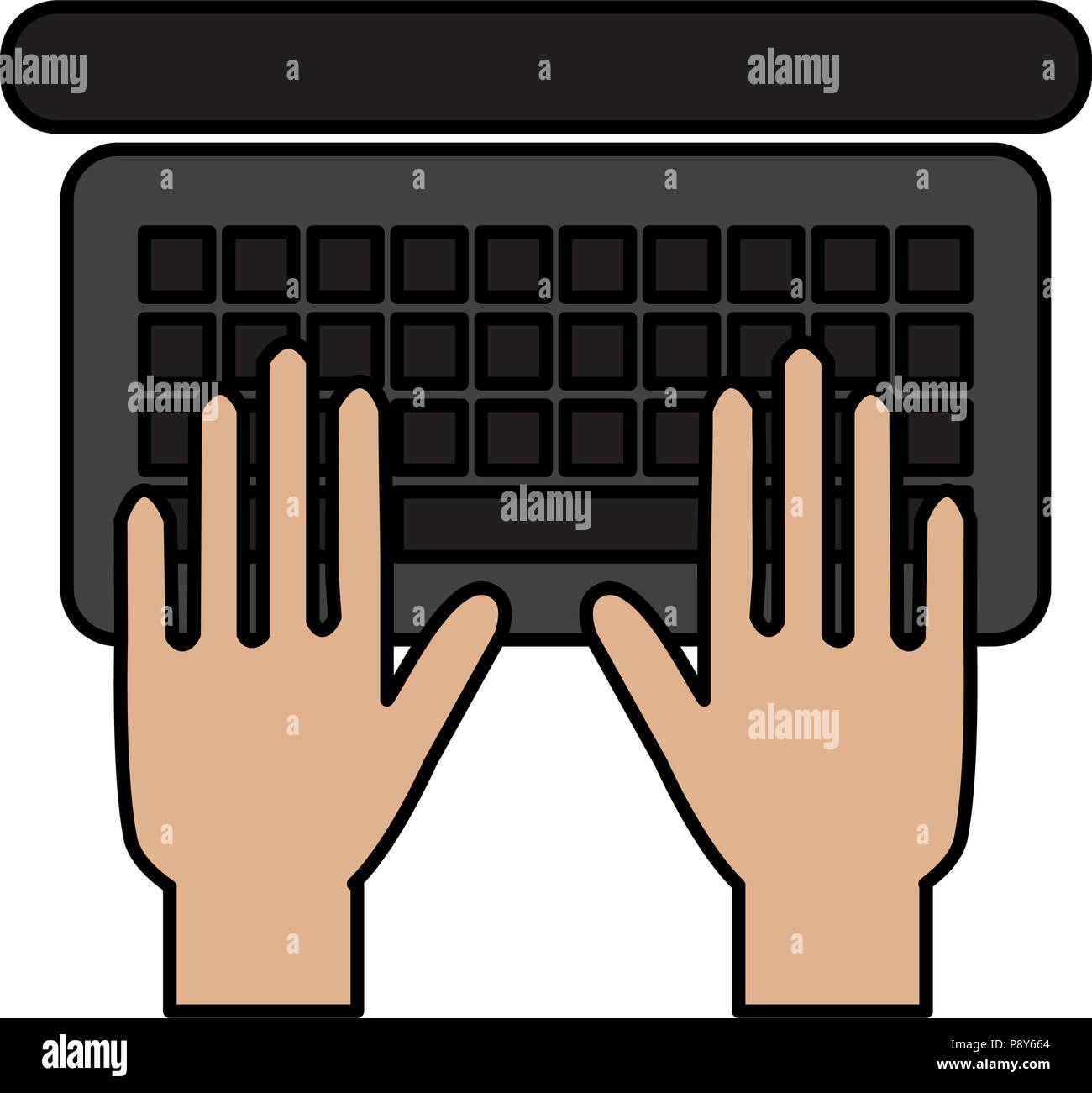 laptop and hands typing vector illustration design Stock Vector Image ...